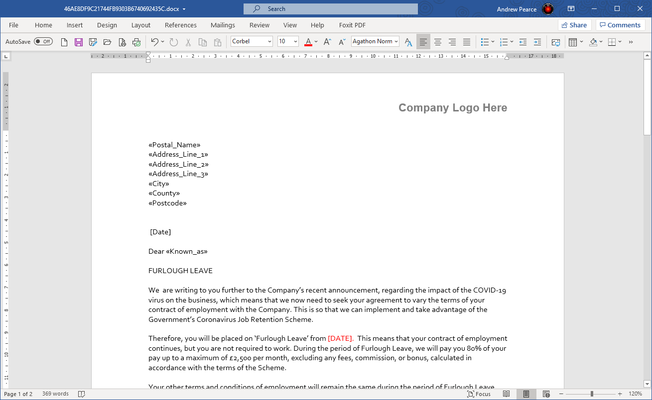 Sending a Furlough letter to Employees using People Inc Webinar ...